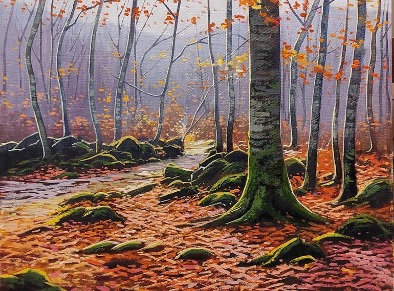 AUTUMN FOREST Painting by Enric Rubio Serra | Saatchi Art