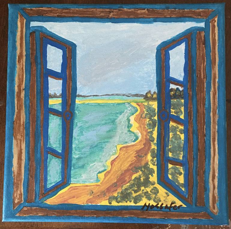 The Blue Window Painting by Dodi Mossafer | Saatchi Art