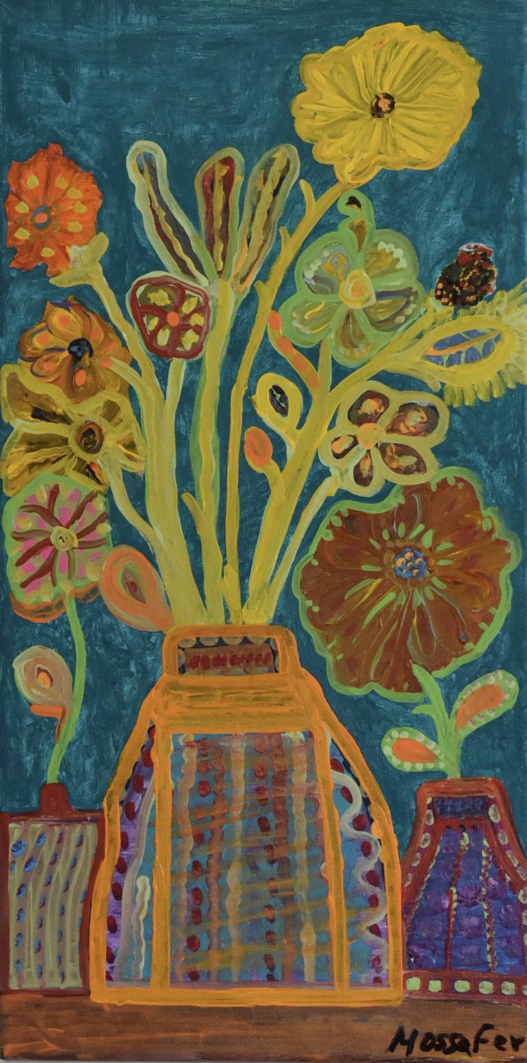 The Three Vases Painting by Dodi Mossafer | Saatchi Art