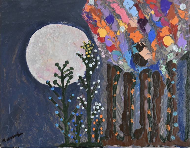 The Full Moon Painting by Dodi Mossafer | Saatchi Art