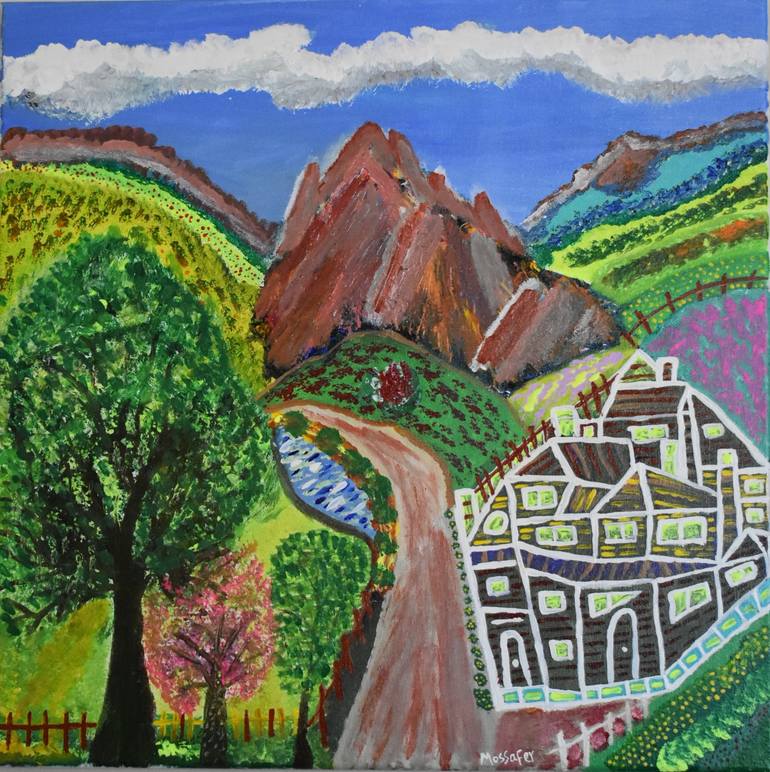The Road to the Mountain Painting by Dodi Mossafer | Saatchi Art