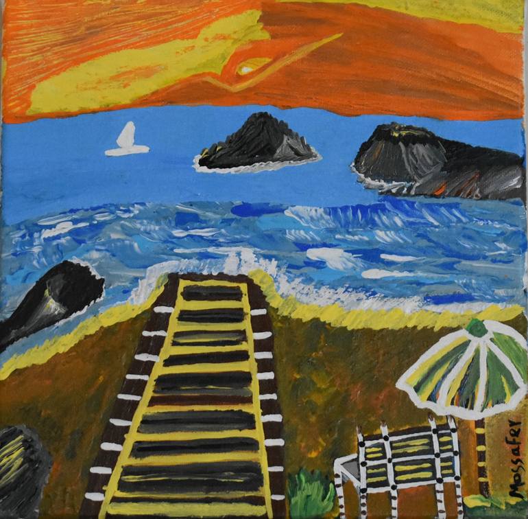 The White Bench Painting by Dodi Mossafer | Saatchi Art