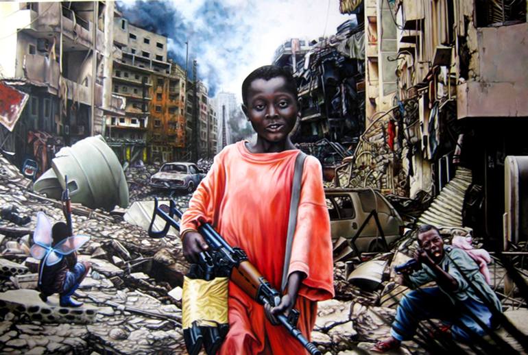 PREDAT0RS 03 ''children of war'' Painting by jonathan spitzer | Saatchi Art