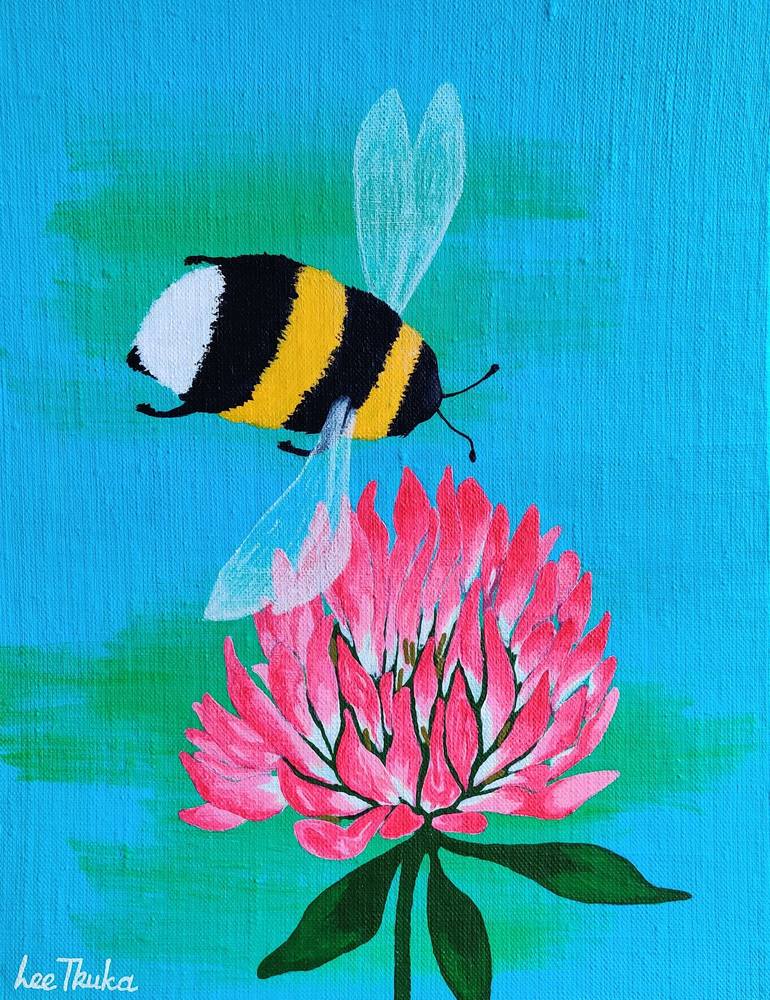 FLIGHTS OF THE BUMBLEBEE - acrylic painting, fine art, animals, insects ...
