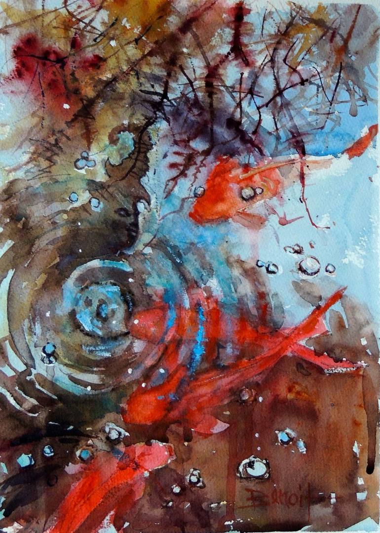 The Koi Pond Painting by Diann Benoit Jameyfield | Saatchi Art