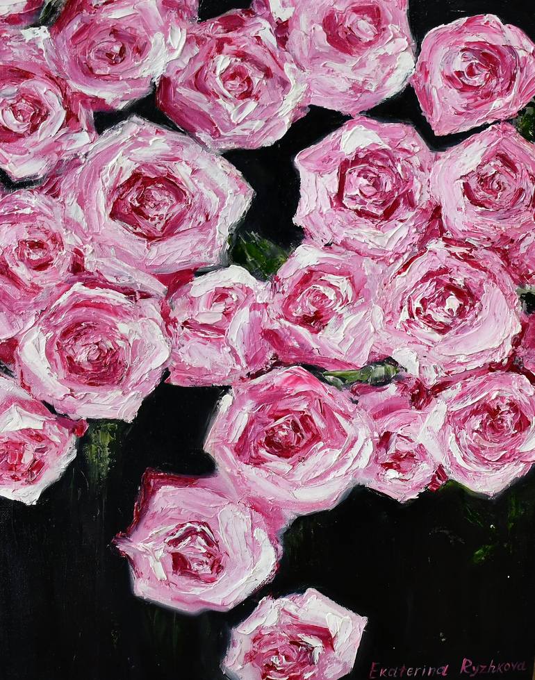 Pink roses Painting by Katrin Gergert | Saatchi Art