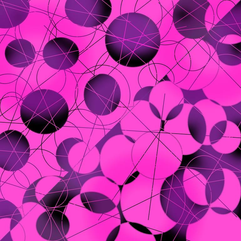 Black & Pink Geometric Harmony - Print - 50x50cm Digital by Vafa ...