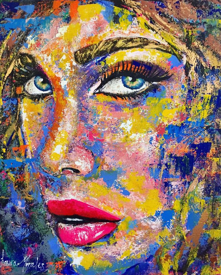 Portrait Mirada - Laura Morales Painting by Laura Morales Art | Saatchi Art