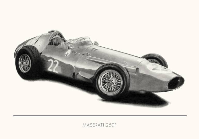 Maserati 250f F1 Drawing by David Murray | Saatchi Art