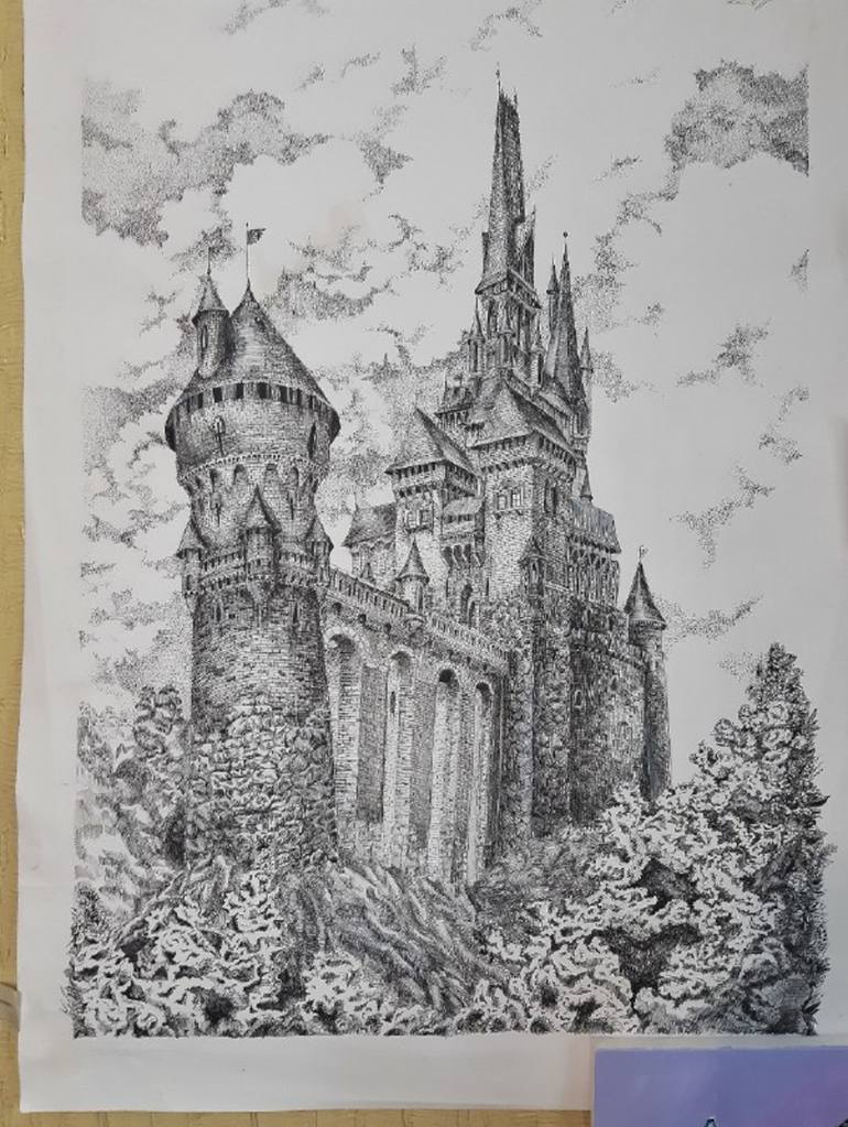 Mysterious castle Drawing by Alina Temyrova | Saatchi Art