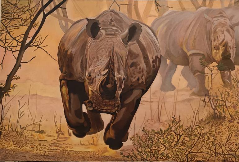 RHINOS Painting by EVGENIYA ROSLIK | Saatchi Art