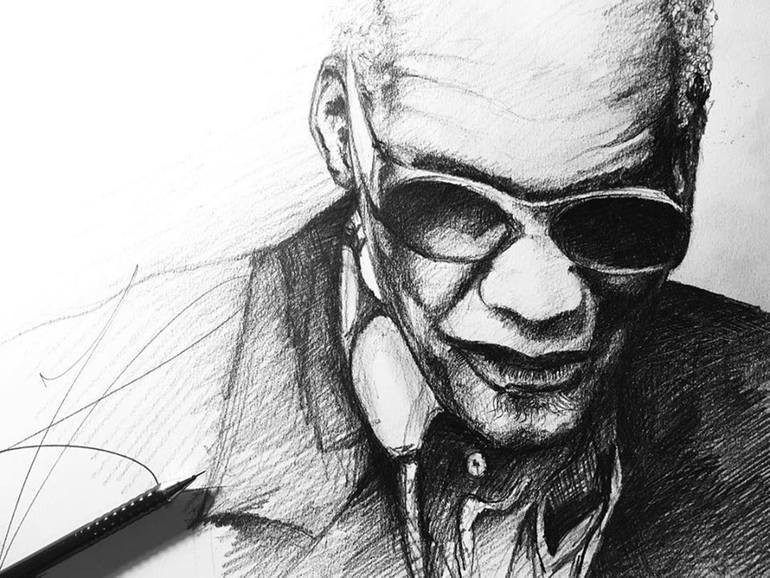 Ray Charles Drawing by Joanna Kapkowska | Saatchi Art