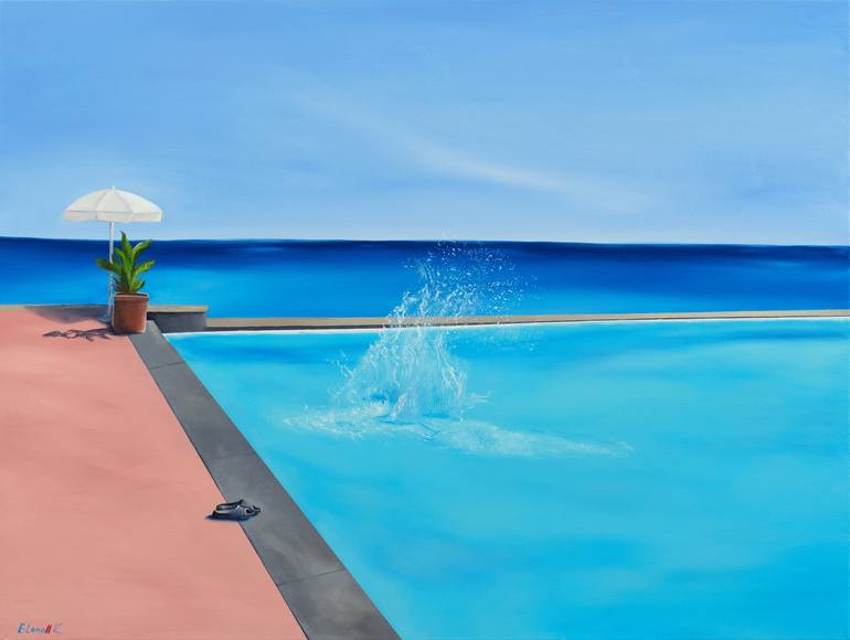 Splash! Sunny Swimming pool Painting by Elena K | Saatchi Art