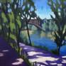 View on rio Pisuerga Painting by Barbara Petit Lisy | Saatchi Art