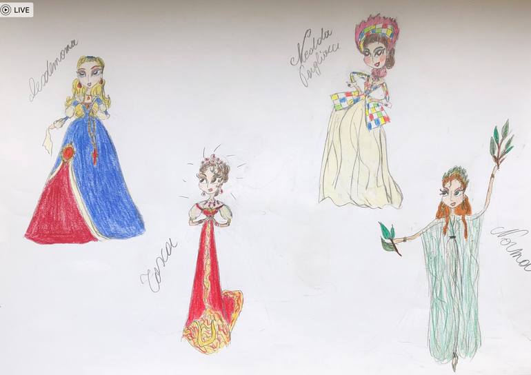 Opera heroines: Desdemona, Tosca, Nedda and Norma Drawing by Vincent ...