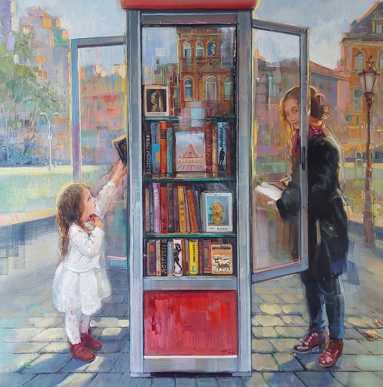 At the Book Box Painting by Katharina Valeeva | Saatchi Art