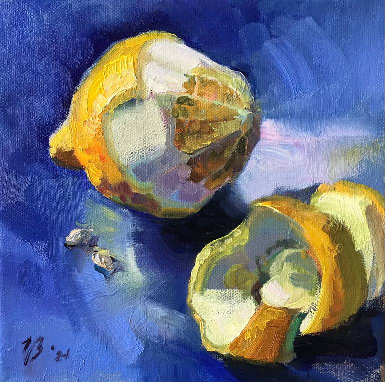Peeled lemon Painting by Katharina Valeeva | Saatchi Art