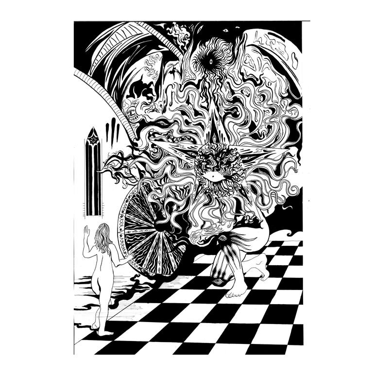 The Chamber Of The Sun A3 Pen And Ink Illustration Drawing By Joe Milne