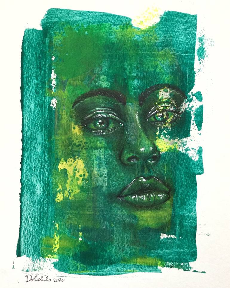 Volto di donna in verde - State of mind 03 Painting by Paola Pandolfi ...