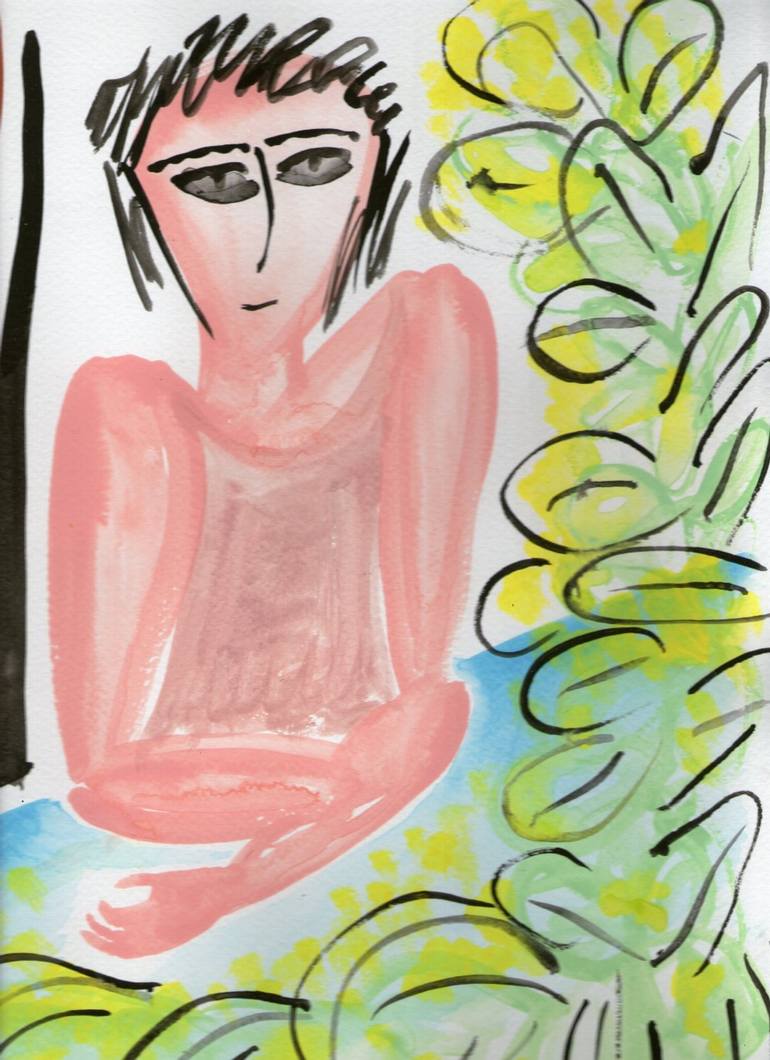 woman and window and plants Painting by Megan Foulkes | Saatchi Art