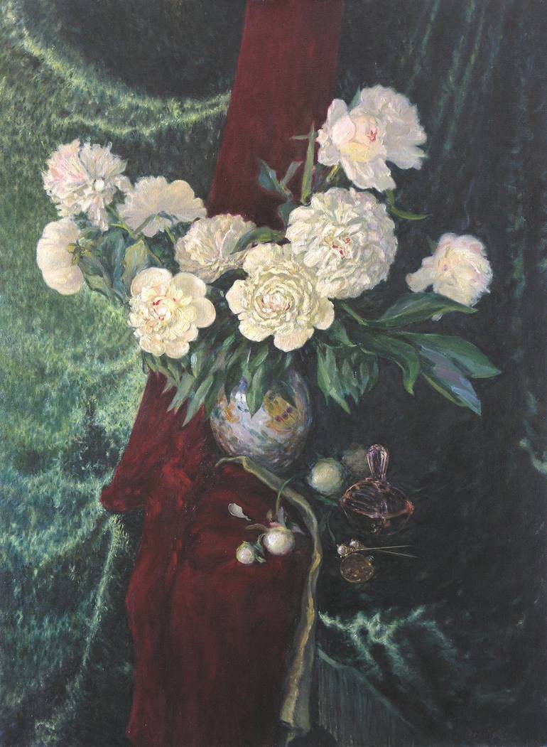 Peonies. Painting by Evgeniy Srebnytsky | Saatchi Art