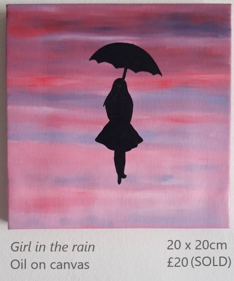 Girl in the rain (£20) (Sold) Painting by Cool Canvases | Saatchi Art