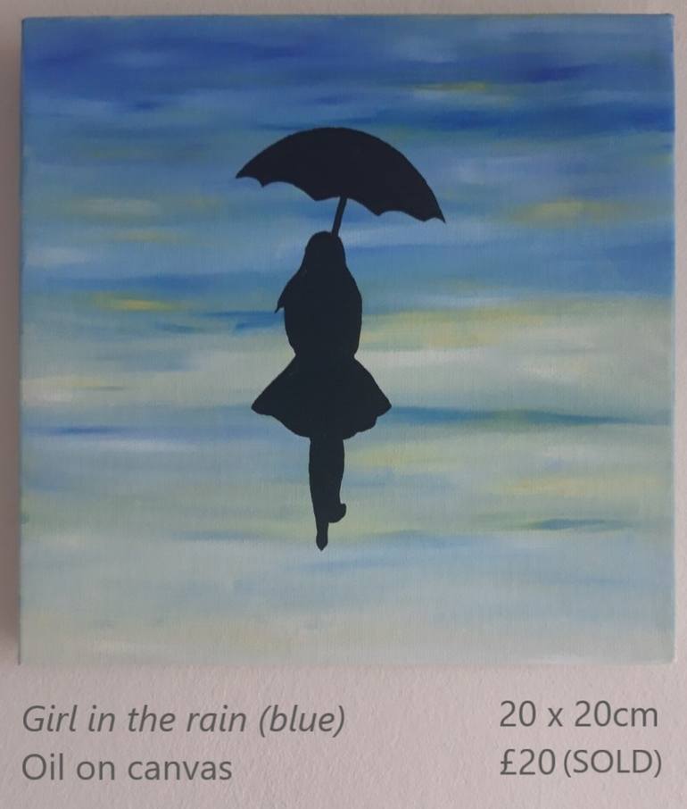 Girl in the rain (£20) (Sold) Painting by Cool Canvases | Saatchi Art