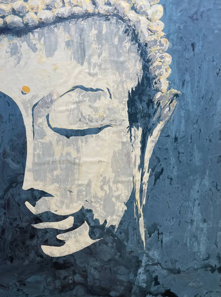 Buddha and Blues Painting by Koorosh Nejad | Saatchi Art