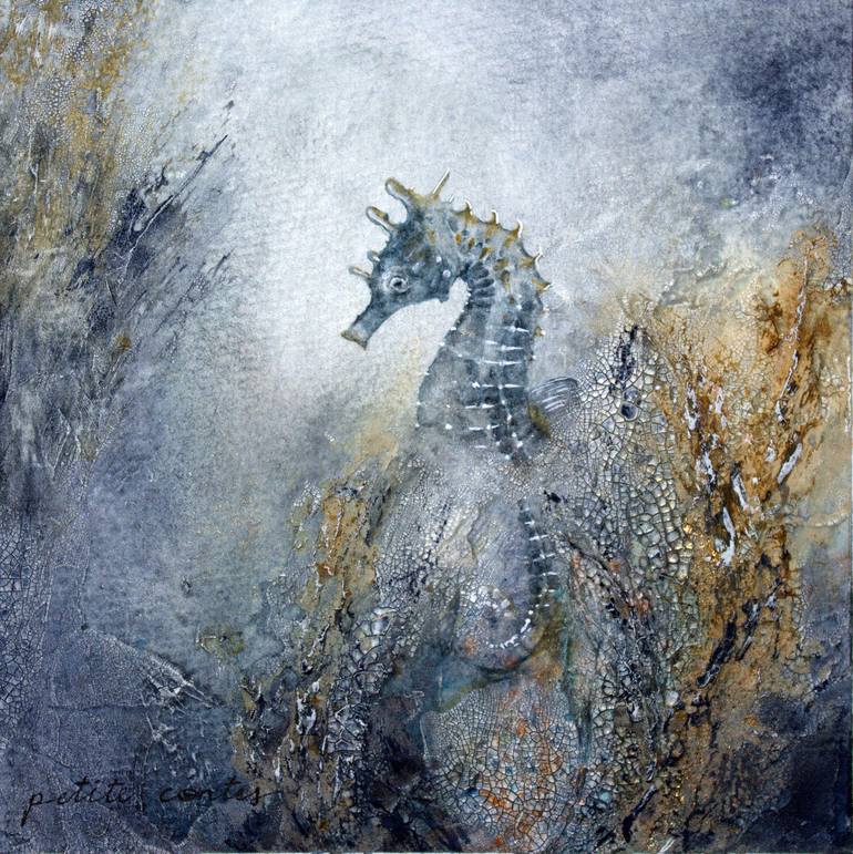 Blue Seahorse Painting by Alicia Fordyce | Saatchi Art