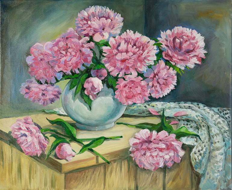 peonies Painting by Маргарита Кобрушко | Saatchi Art