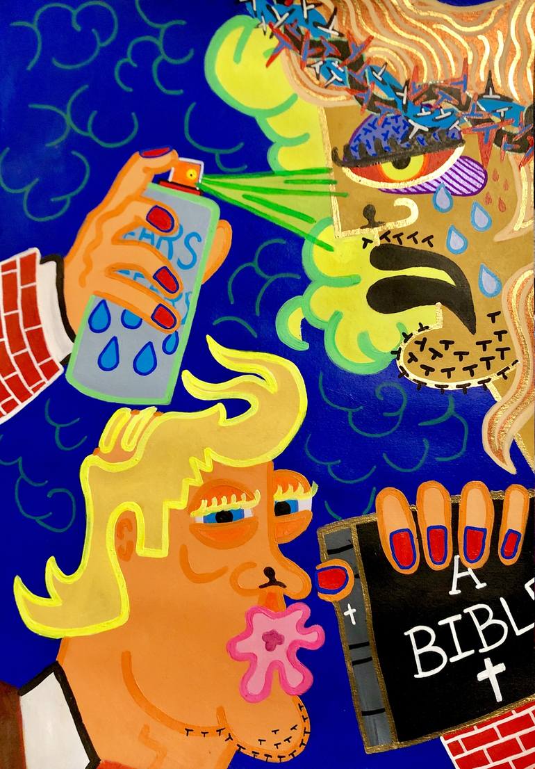 Tear Gas Christianity Painting by Taylor Bystrom | Saatchi Art