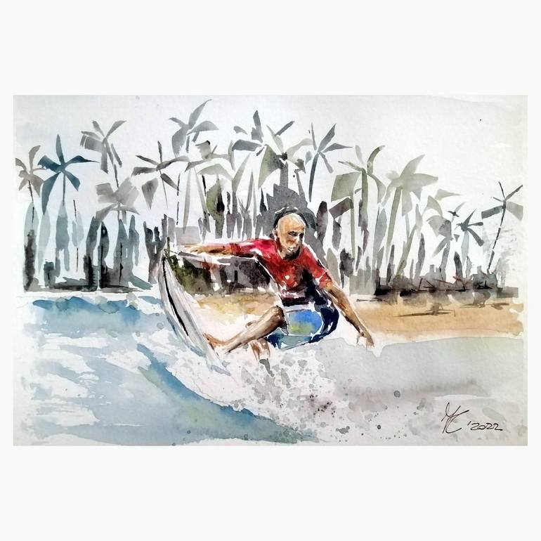 Kelly Slater the king of surf Painting by federico capraro | Saatchi Art