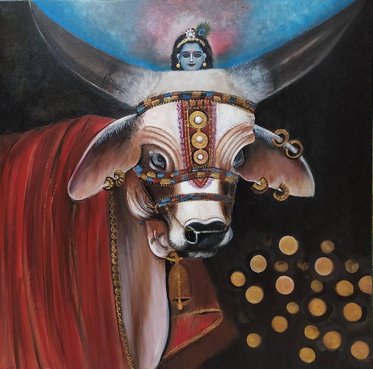 Holy Cow Painting by Sujata Joshi | Saatchi Art