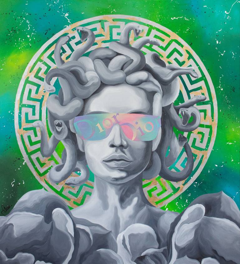 Medusa in DIOR fashion Painting by Monika Mrowiec | Saatchi Art