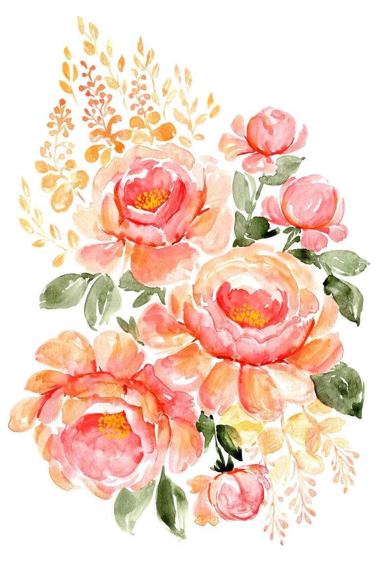 Watercolor floral bouquet Georgette Painting by Rosana Laiz | Saatchi Art
