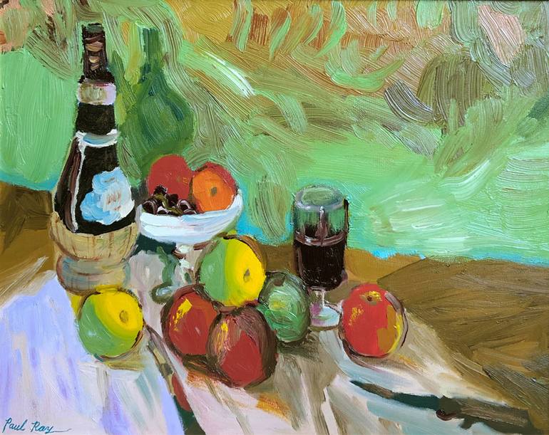 Wine & Fruits Painting by Paul Ray | Saatchi Art