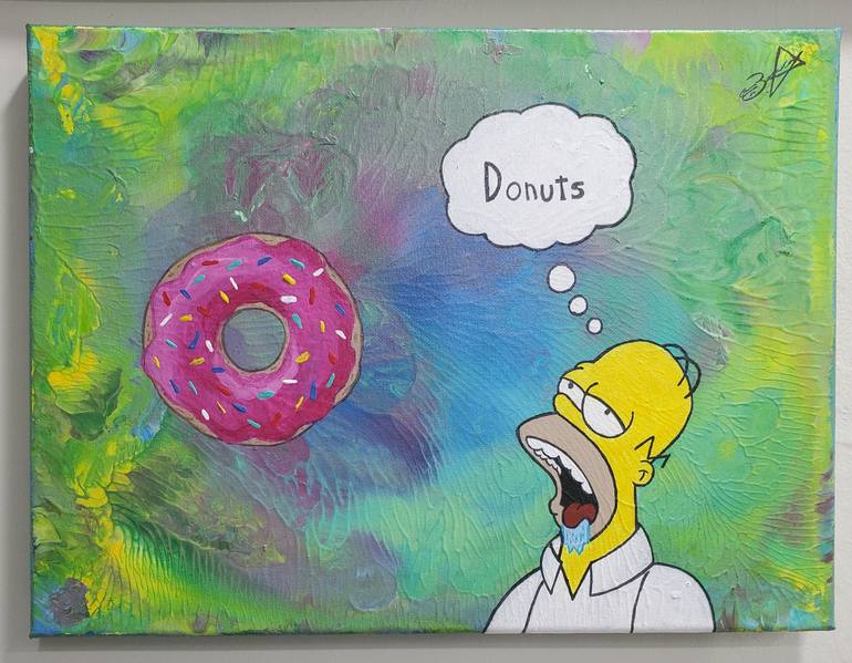 Original acrylic painting 16x20 (Homer Simpson) Painting by Bernal ...