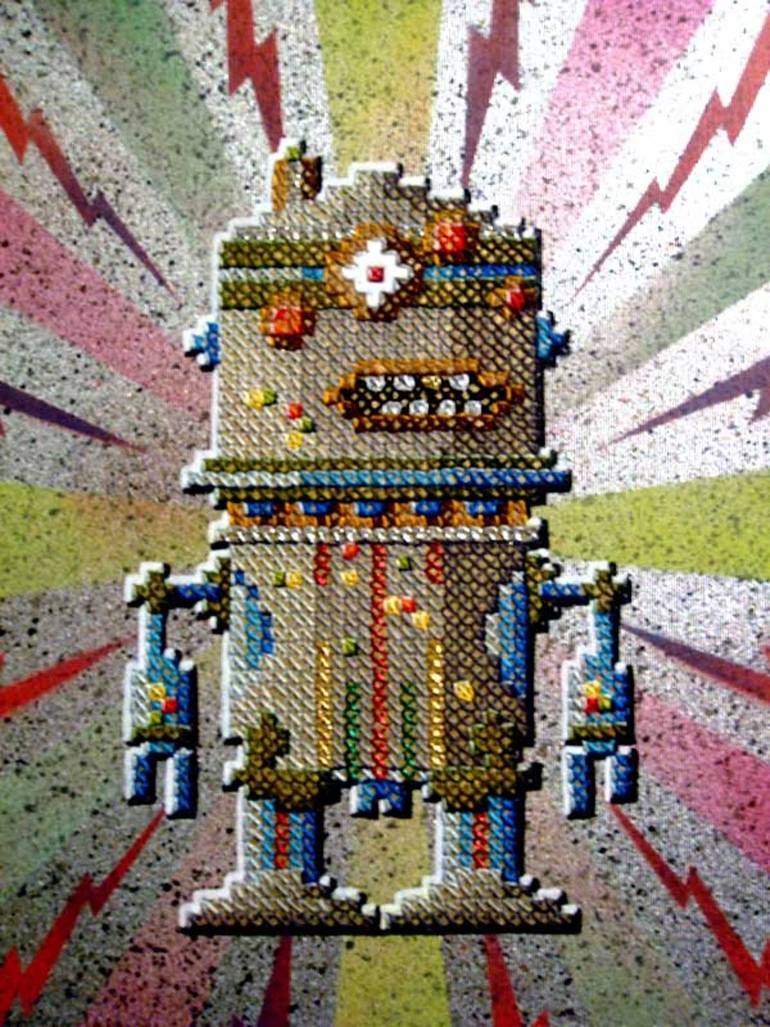 robot_01 Painting by fourfourthreeonine streetartgallery | Saatchi Art