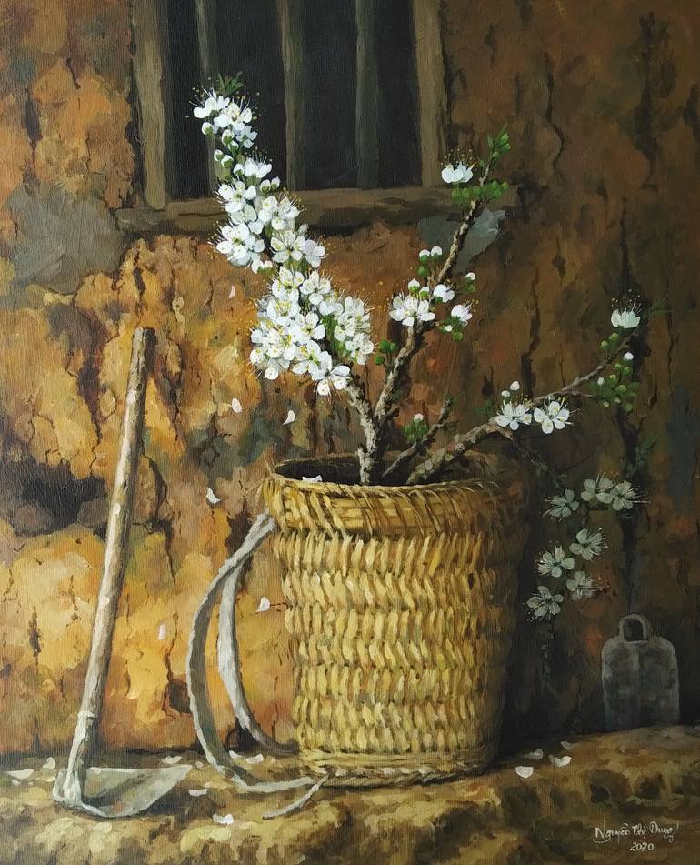 White plum blossom Painting by Thi Dung Nguyen | Saatchi Art