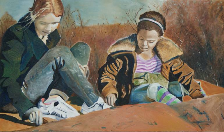 Sisters Painting by Jane Evans | Saatchi Art