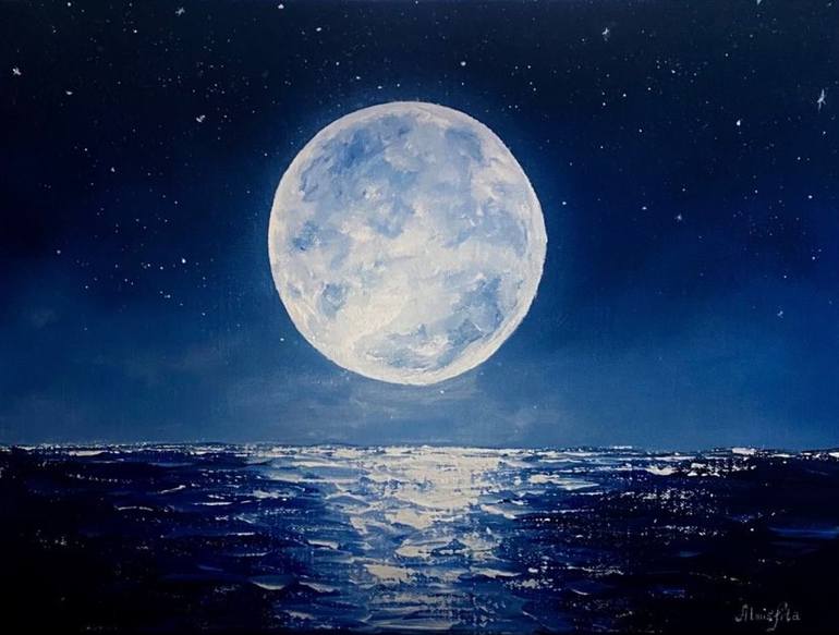 The full moon abundance Painting by AlmisfiTa Art | Saatchi Art