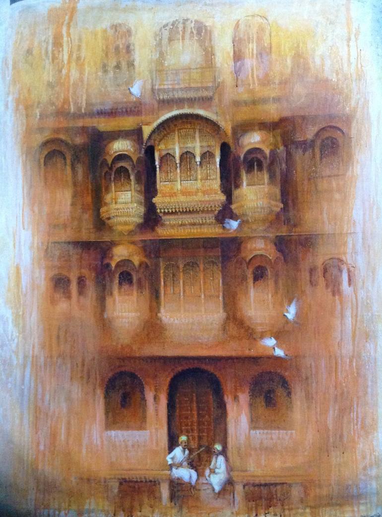 Whispering jharokas Painting by Sarnjit Singh | Saatchi Art