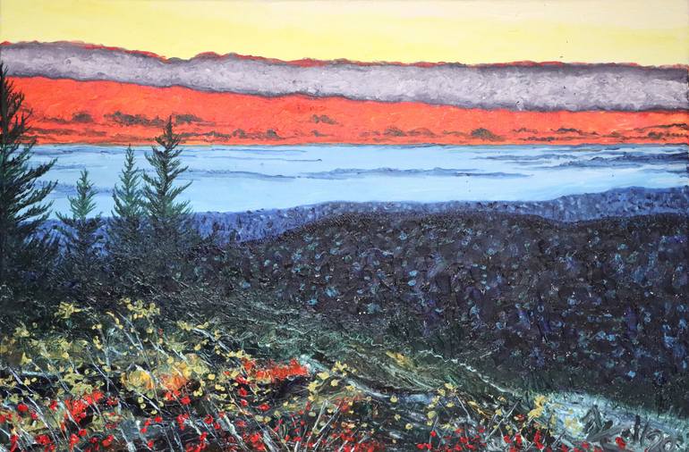 Strawberry Layer Sunset Painting by Mike Gallucci | Saatchi Art