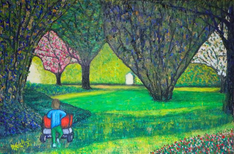 Childhood Yard Painting by Mike Gallucci | Saatchi Art