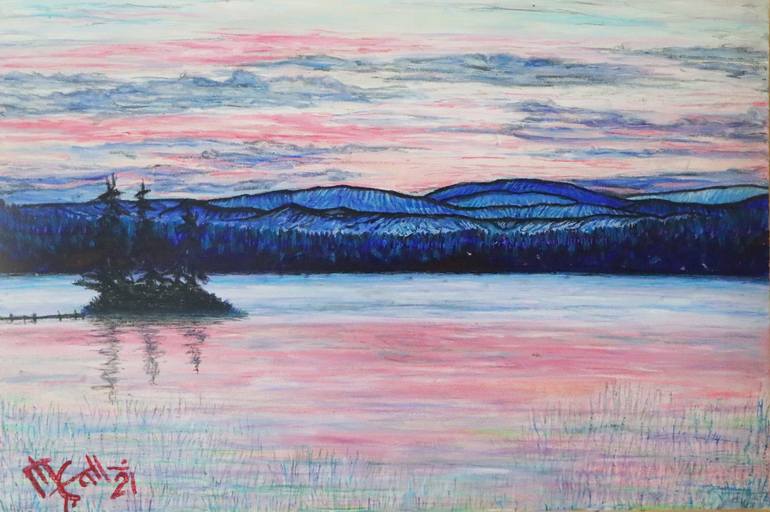Blueberry Frosted Lake Painting by Mike Gallucci | Saatchi Art
