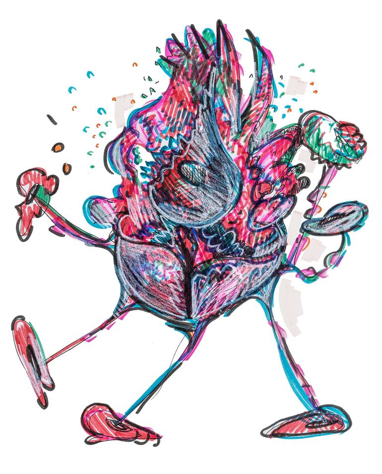 Wiggly Walking Plant Spirit Drawing by G Jo | Saatchi Art