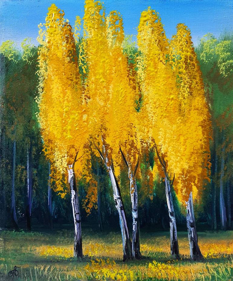 Bright Birches Painting by Andrei Bagno | Saatchi Art