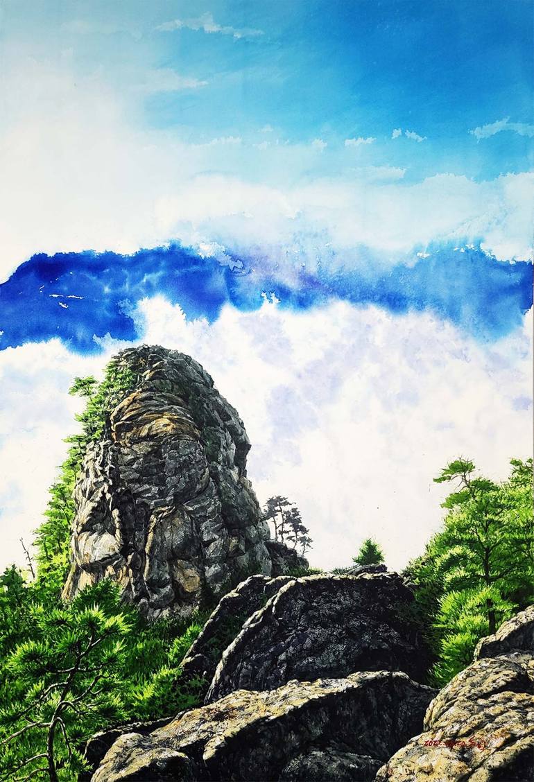 Cloud and fog in Seoraksan moutain Painting by Seongbae Shin | Saatchi Art