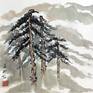 Chinese Painting - Pine Tree Painting by Albert K Libre | Saatchi Art