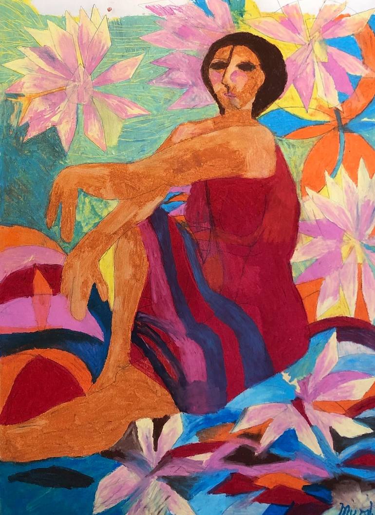 Reclining Woman in Field Drawing by Meagan Murphy | Saatchi Art